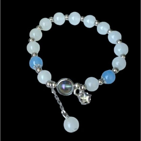Jewelry | Celestial Milkywhite Blue Beaded Stretch Bracelet With Star ...